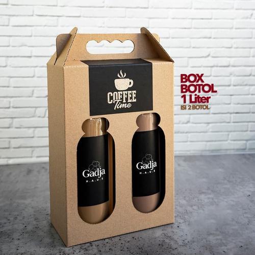 Promo Dus Kemasan Kopi Botol Kale 1 Liter Isi 2 Box Jinjing Packaging ...