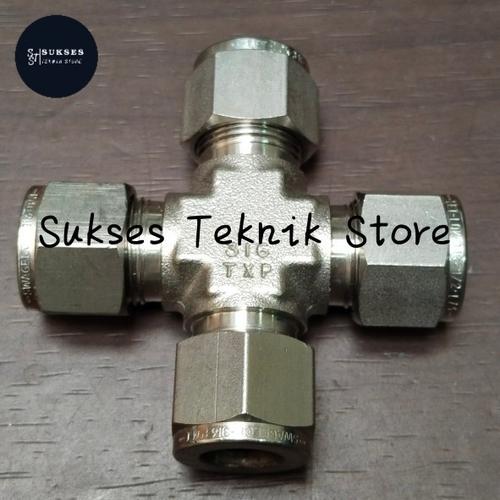 Jual Union Cross Tee Connector SS316 Od pipa 1" inch / Union Connector ...