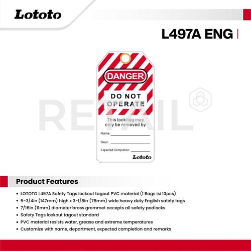 Jual LOTOTO Safety Loto Lockout Tagout Tags Isi 1 Pcs - L497A ENG ...