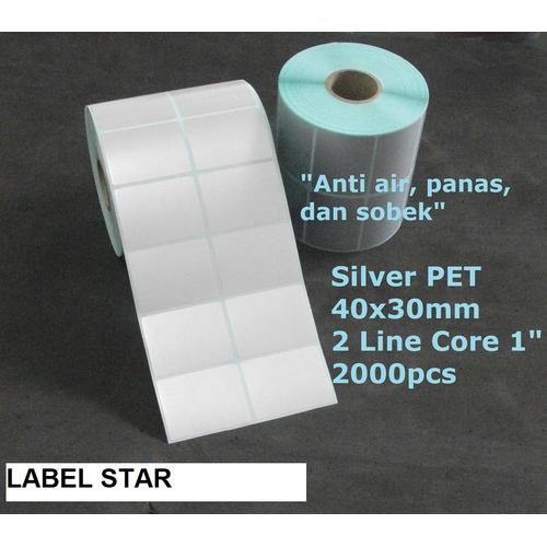 Jual Label Sticker Barcode Silver Pet Matte 40X30mm Gap 2mm 2Line ...