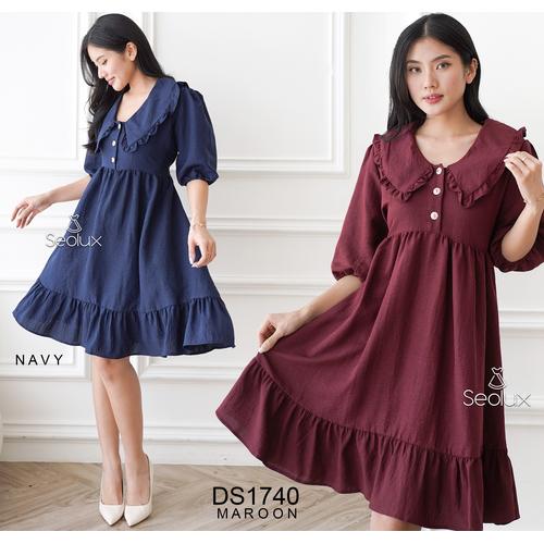 Jual SEOLA - DS1740 - Calista Dress Ruffle Korean Style Busui Bumil ...