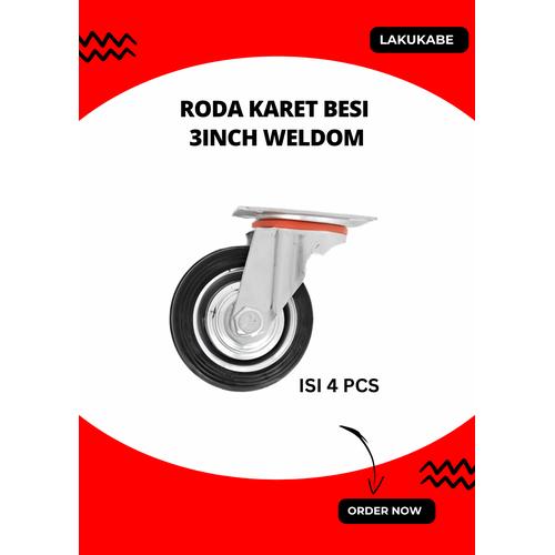 Jual Roda Karet Plat Besi 3 Inch Caster Kastor Gerobak Etalase Troli ...
