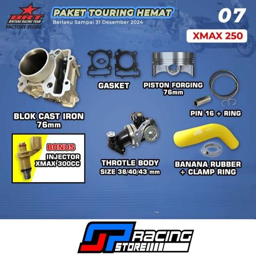 Promo Paket Bore Up XMAX 250 BRT - Blok Cast Iron-Piston-Throttle Body ...