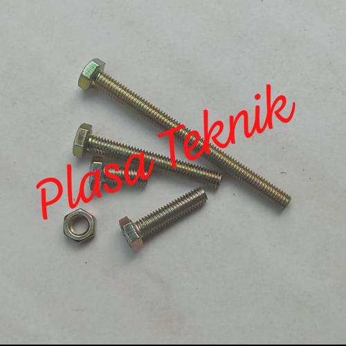 Jual Baut Mur Hex M6 besi galvanis warna KUNING berbagai ukuran panjang HEXA serba guna mesin ...