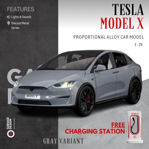 Promo (ADA LAMPU) Miniatur Diecast Mobil TESLA MODEL X Wheels 1:24 ...