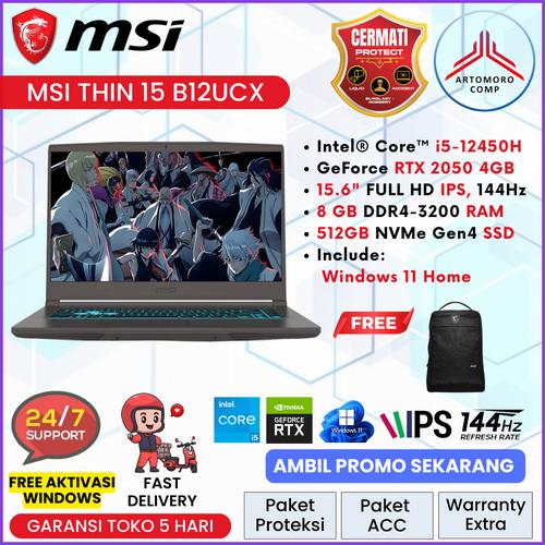 Promo MSI Thin 15 B12UCX i5 12450H RTX2050 4GB/ RAM 8GB SSD 512GB ...