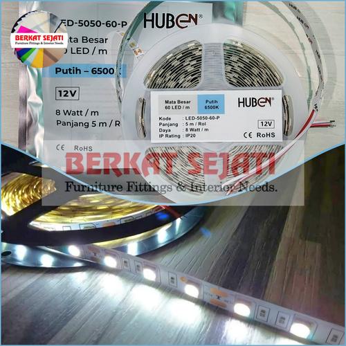 Jual LED Strip WHITE PUTIH 5050 ip33 12v Mata Besar Indoor 1Roll/5Meter ...