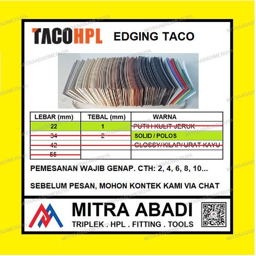 Jual Edging TACO HPL 22/1 mm Solid / Polos - Kota Depok - Mitra Abadi ...