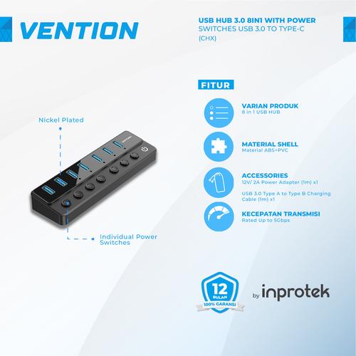 Jual Vention USB Hub Multiport USB 3.0 with Power Switch USB Splitter ...