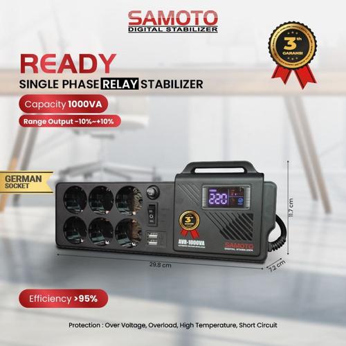 Jual SAMOTO Stabilizer Relay 1000VA GERMANY Socket Colokan Stop Kontak ...