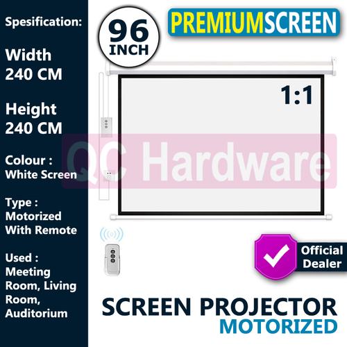 Promo Premium Screen Projector 96 inch Rasio 1:1 Motorized - Layar ...