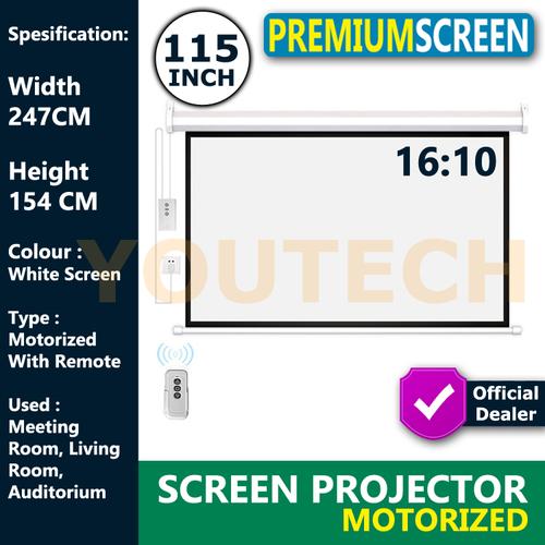 Jual Premium Screen Projector 115 inch Rasio 16:10 Motorized WXGA ...