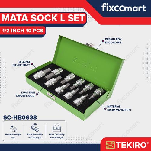 Jual Tekiro Mata Sock L Set 1/2" 10 Pcs / Tekiro Hex Bit Socket - Jakarta Utara - Fixcomart ...