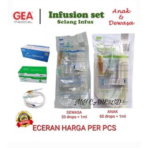 Jual 1BOX isi 50pcs - Infusion Set Dewasa Anak GEA / Selang Infus ...