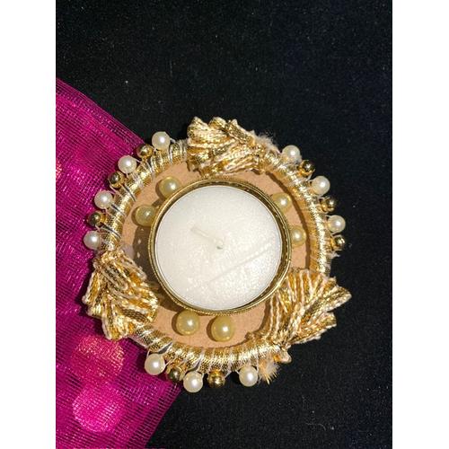 Jual Diya Diwali Candle - Round Beige Gold Tealight Candle Holder ...