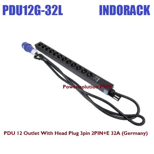 Jual PDU12G/E-32L PDU 12 Outlet With Head Plug 3pin 2P+E 32A Indorack ...