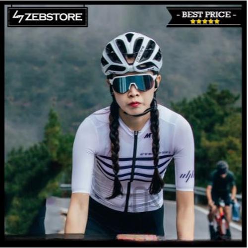 Jual Baju Jersey MYSENLAN Lengan Pendek Women Sara White Sepeda Cycling ...