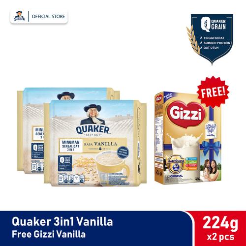 Promo Quaker 3in1 Vanilla Polybag 224g Minuman Sereal Oats 2 pack ...