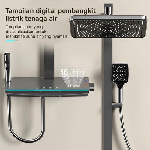 Jual Shower Kamar Mandi 4 in 1 Set Bentuk Persegi LED Digital Sistem Model Cahaya Sekitar Panas ...