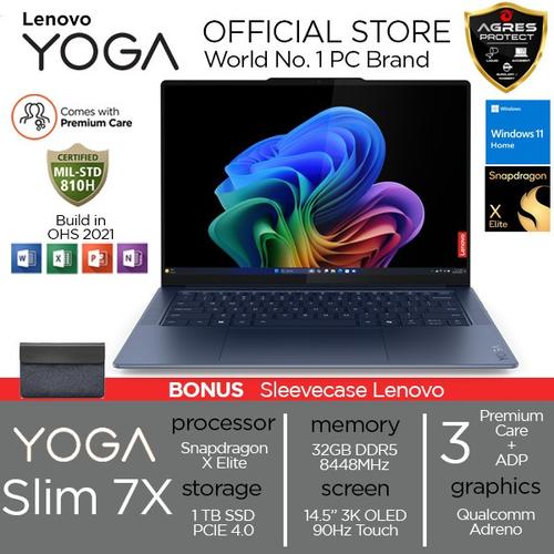 Promo Lenovo Yoga Slim 7X 14Q8X9 Touch OLED Snapdragon X Elite RAM 32GB SSD 1TB W11+OHS 14.5" 3K ...