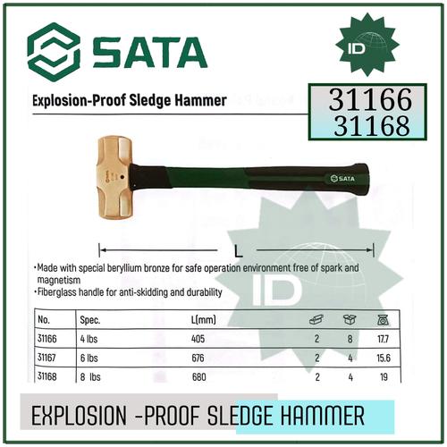 Jual Palu Anti Percikan Api 31166 Explosion Proof Sledge Hammer 4 Lbs ...