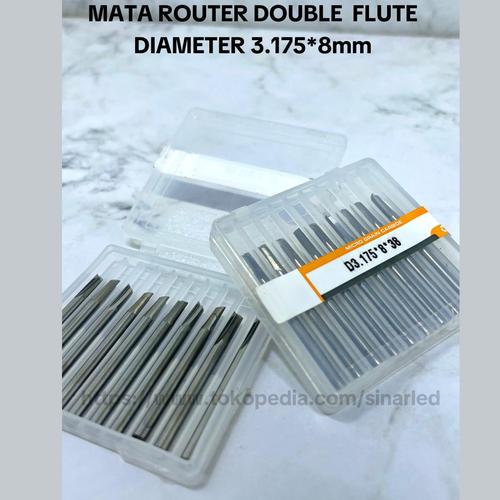 Jual Endmill End Mill DOUBLE EDGE FLUTE STRAIGHT 2F 3.175mm router bit ...