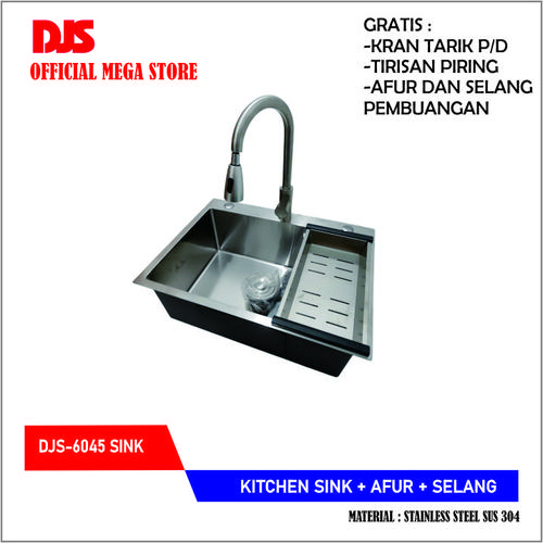 Jual KITCHEN SINK MUYA 6045 Stainless dengan KRAN TARIK P/D STAINLESS ...