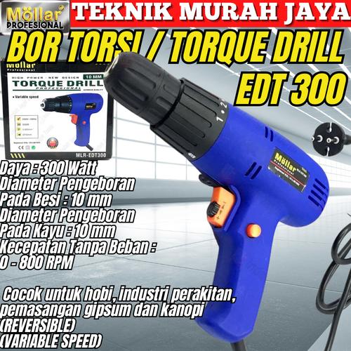 Jual MOLLAR Mesin Bor Listrik Obeng Torsi EDT300 Torque Drill 10mm 300 ...