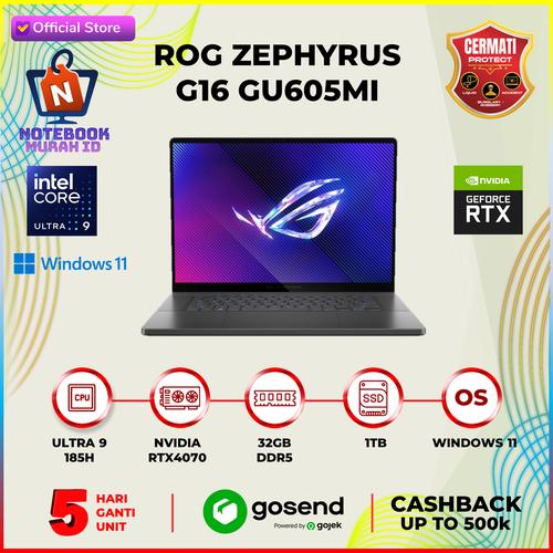 Promo Asus Rog Zephyrus G16 Oled GU605MI Ultra 9 185H Rtx4070 8Gb/ 32Gb ...