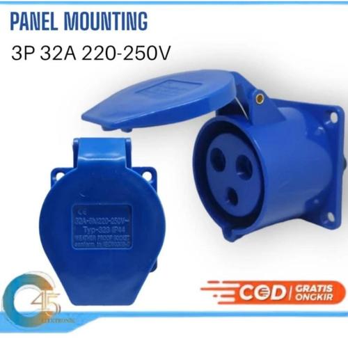 Jual Panel Mounting Electric Industrial Socket Panel Mounting 3P 32A ...