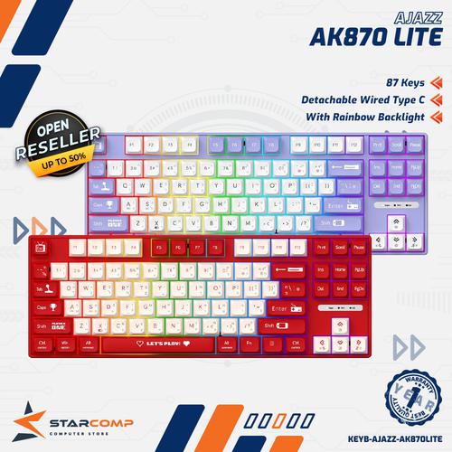 Jual Ajazz AK870 LITE TKL Mechanical Keyboard Wired Rainbow - Ajazz AK870MC - Purple-White, Red ...