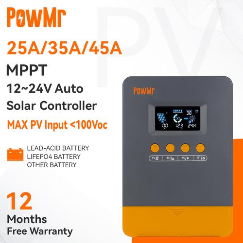 Jual PowMr 25A/35A/45A MPPT pengontrol muatan surya 12V 24V, dengan ...