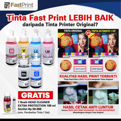 Jual Fast Print Tinta Photo Ultimate UV Printer Epson L Series 6 Warna ...