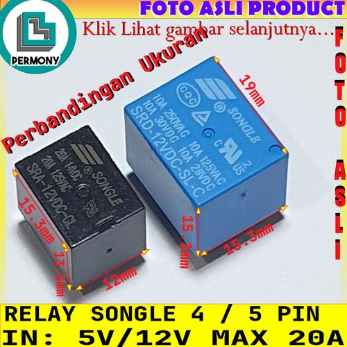 Jual Songle Relay 5V 12V 20A 4pin 5pin 4 5 Pin - 12V-4Pin - Jakarta ...