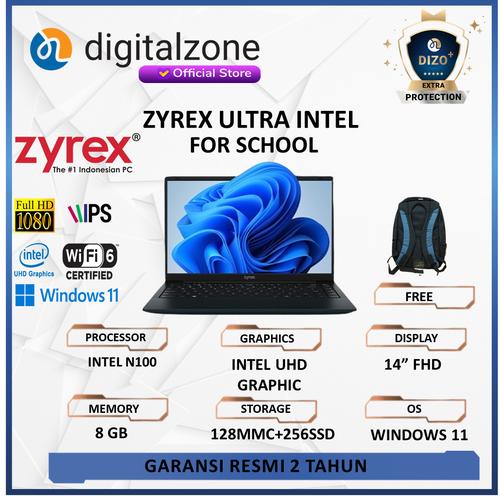 Promo Zyrex Ultra Intel N100 8GB 128EMMC+256SSD W11 FHD BLIT - ACC, YES ...