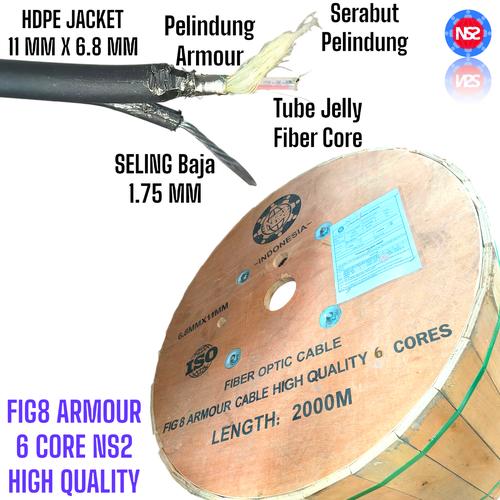 Jual kabel fo fig8 6 core armour jelly tube high quality NS2 2km fiber ...