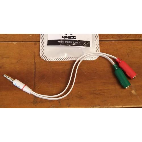 Jual SPLITER AUDIO MICROPHONE AUX SPLITTER 2 MIC HP PC EARPHONE gold ...