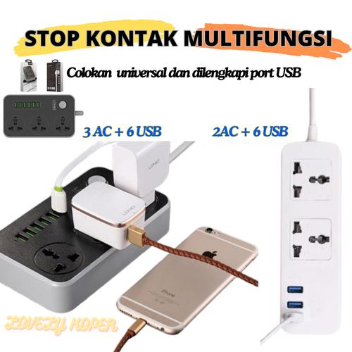 Jual Stop Kontak / Power Strip Colokan Listrik Socket USB AC Adaptor ...