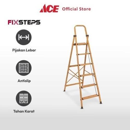 Jual Ace Fixsteps 1.7 mtr Tangga Lipat Aluminium Slim Motif Kayu 6 Step ...