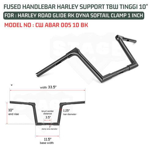 Jual STANG HANDLEBAR FUSED 10 INCH HARLEY ROAD GLIDE RK DYNA SOFTAIL CW ...