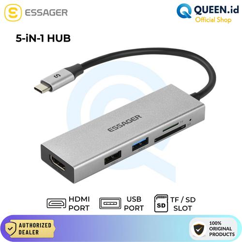 Jual Essager 5in1 USB HUB TYPE C Converter HDMI 4K USB 3.0 TF / SD Card ...