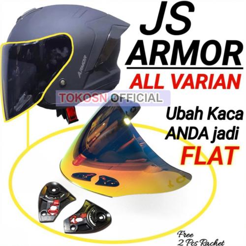Promo Kaca helm JS ARMOR flat visor helmet JSARMOR bening hitam red ...
