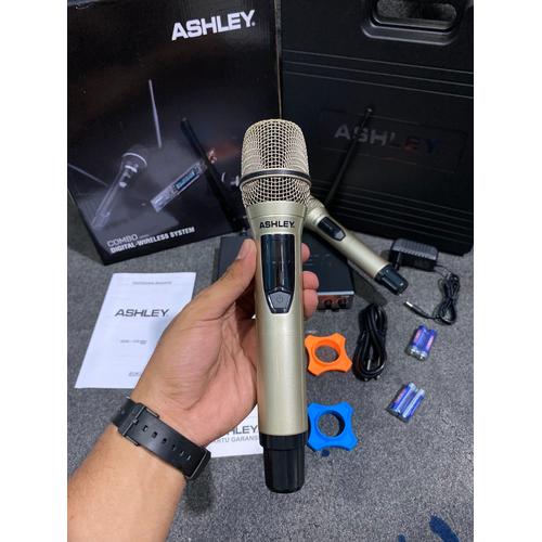 Jual MIC WIRELESS ASHLEY COMBO ORIGINAL PLUS KOPER UHF 2 MICROPHONE ...