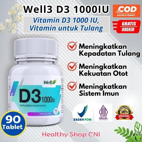 Jual Well3 D3 1000 IU 90 Tablet Vitamin D3 1000 IU Vitamin Tulang Otot Imunitas & Cegah ...