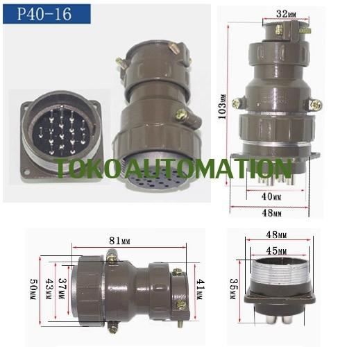 Jual P40 40MM 16 PIN Aviation Plug Connector Aviation Circular ...