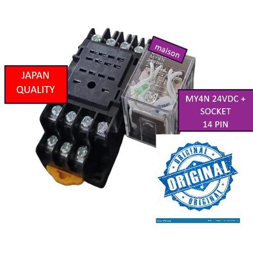 Jual Relay My4N 24Vdc Ori Jepang + Socket -14 Pin My4 24Vdc / My4N 24V ...