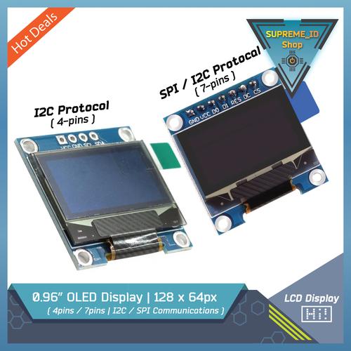 Jual 0.96 inch 4-pin 7-pin IIC I2C LCD OLED mini Display - 128x64 ...