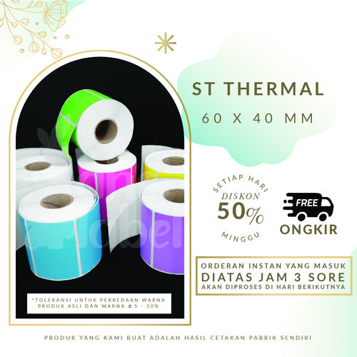 Jual Label Stiker Thermal 60x40 MM Isi 500 PCS - Merah Muda - Jakarta ...