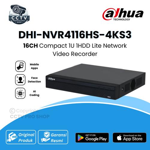 Jual Dahua NVR DHI-NVR4116HS-4KS3 16 Channel Compact 1U 1HDD Network Video Recorder - Kab ...