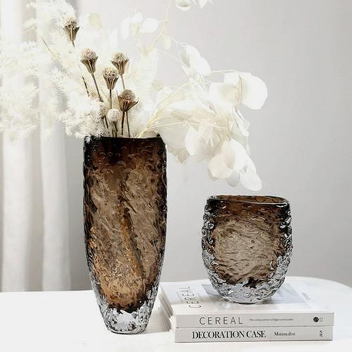 Jual Vase Bunga Kaca Hias Unik Pajangan Meja / Fluid Brown Glass Vase ...